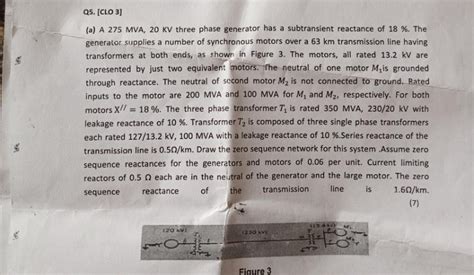 Solved A A 275 Mva 20kv Three Phase Generator Has A