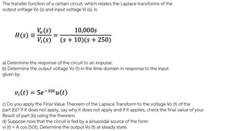 solved the transfer function of a certain circuit which relates the