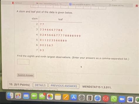 Solved Consider The Following Data Set A Stem And Leaf Plot Chegg Com