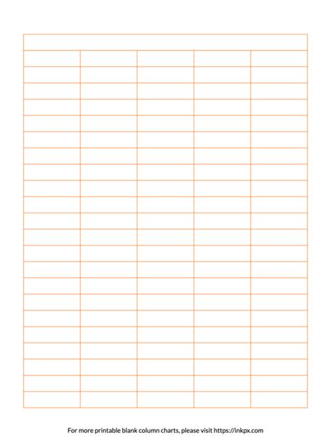 Free Printable Blank 5 Column Chart Templates In Pdf Png And 