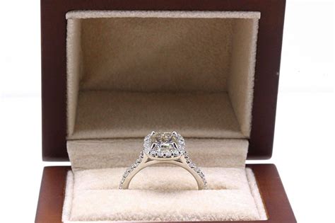 Radiant Cut Diamond Engagement Ring 170 Carat Halo Design In 14 Karat