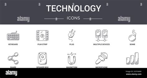 technology concept line icons set contains icons usable for web logo
