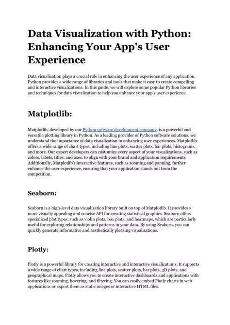 Ppt Data Visualization With Python Enhancing Your Apps User