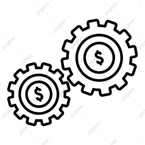 돈 기어 아이콘 개요 벡터 심벌 마크 산업 통화 Png 일러스트 및 벡터 에 대한 무료 다운로드 Pngtree