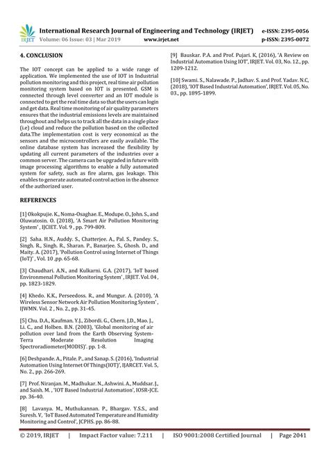 Irjet Iot Based Industrial Pollution Monitoring System Pdf Indoor Environmental Quality