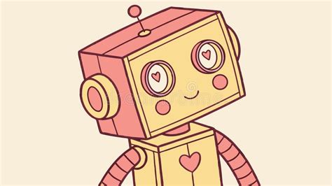 Charming Red Robot Vector Art Sci Fi Modern Tech Robotic Companion