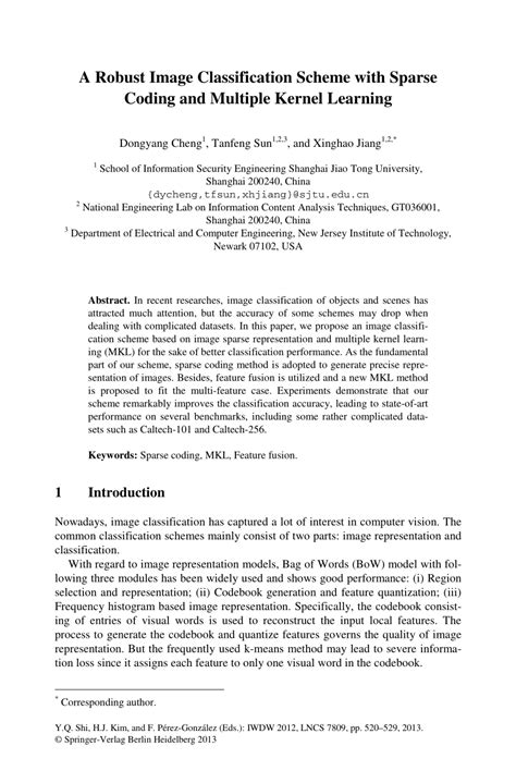 pdf a robust image classification scheme with sparse coding and