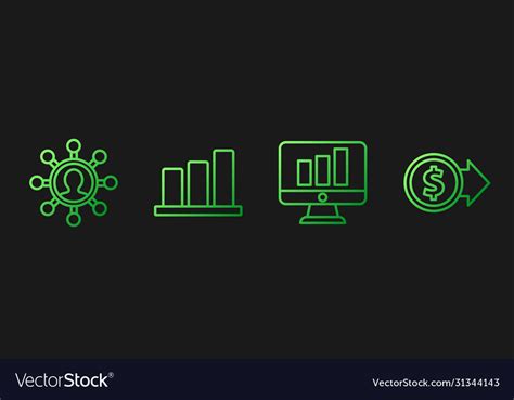 Set Line Monitor With Graph Chart Business Vector Image
