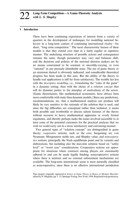 Pdf Long Term Competition A Game Theoretic Analysis