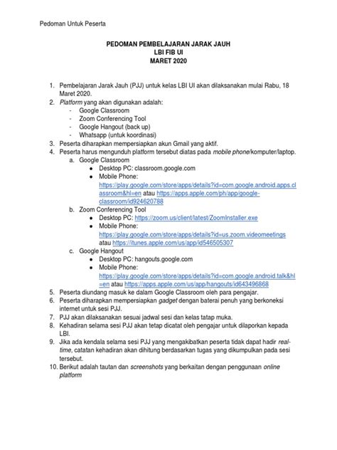 Untuk Peserta Pembelajaran Jarak Jauh Lbi Fib Ui Pdf