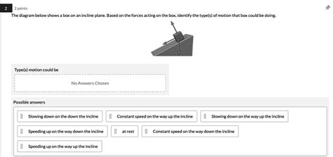 Solved 2 Points The Diagram Below Shows Box On An Incline Plane Based On The Forces Acting On