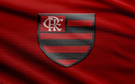 다운로드 Flamengo Rj 직물 로고 4k 빨간색 직물 배경 브라질 세리에 A 보케 축구 Flamengo Rj 로고 Flamengo Rj Emblem