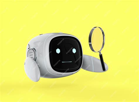 premium photo cute assistant artificial intelligence robot no leg with magnifying glass