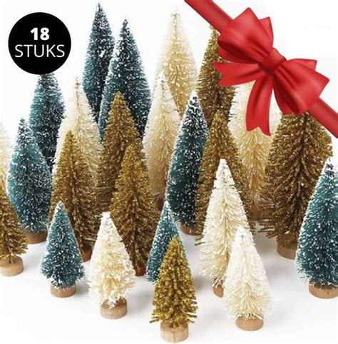 Mini Kerstboom 18 Stuks Miniatuur Kerstboompjes Kerstversiering