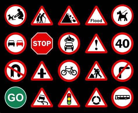 A Collection Of British Road Signs 4293313 Vector Art At Vecteezy