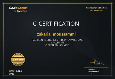 Zakaria Moussammi On Linkedin Codingame Certification
