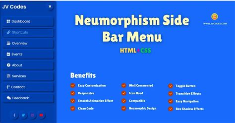 Neumorphism Side Bar Menu Using Html And Css