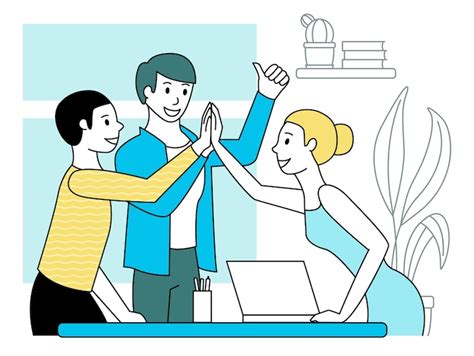 Premium Vector Successful Teamwork Concept Black Outline Cartoon Style Vector Illustration
