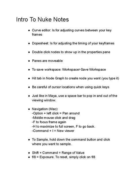 Nuke Interface Notes Instructor Jose Santiago Intro To Nuke Notes Curve Editor Is For