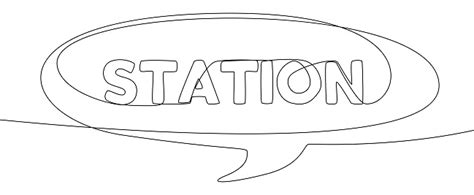 One Continuous Line Of Speech Bubble With Station Text Thin Line Illustration Vector Concept