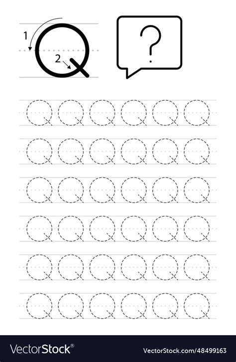 Printable letter q alphabet tracing worksheet Vector Image