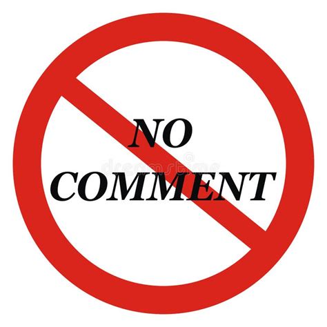 No Comment Round Sign On White Background Red Frame Eps Stock