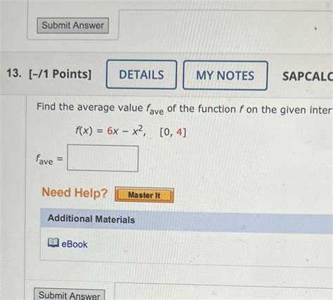 solved [ 1 ﻿points]sapcalcfind the average value fave ﻿of