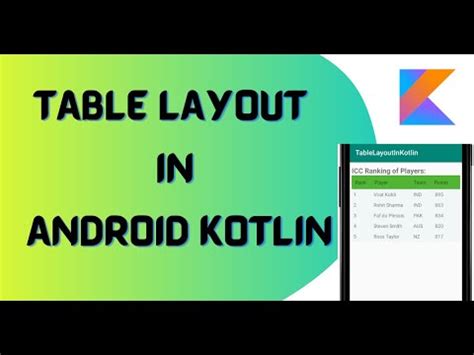 Table Layout in Android kotlin - YouTube