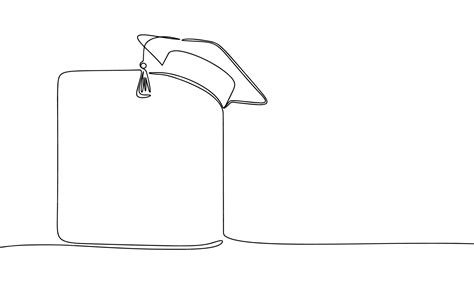 Premium Vector Graduation Cap And Copy Space One Line Continuous Illustration Line Art