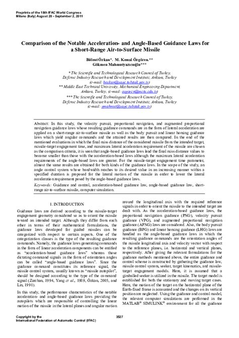 Pdf Comparison Of The Notable Acceleration And Angle Based Guidance