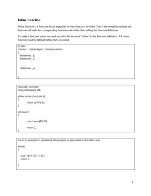 Function Overloading Really Good Notes By Banasthali Vidyapith S Profs Here Function Studocu