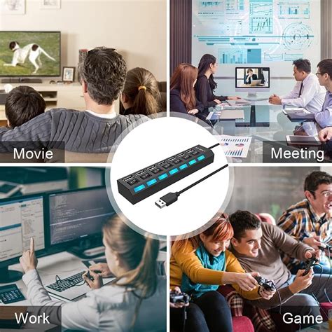 Usb Port Hub 7 Port High Speed Independent Switch 4 Bit Splitter 2 0 Multi Interface