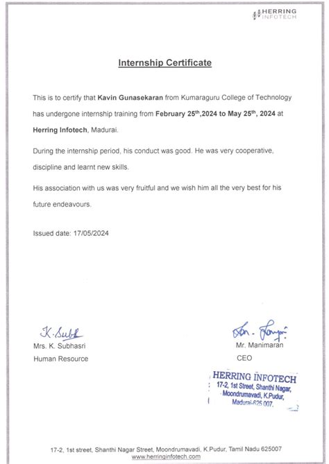 Kavin Gunasekaran On Linkedin I Recently Completed A Web Development Internship At Herring