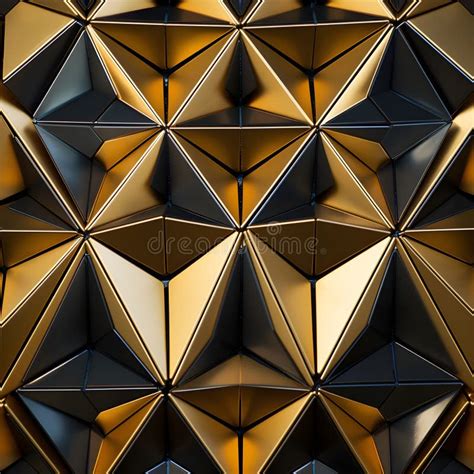 Geometric Pattern With Triangular Shapes In Gold Colored Metal Stock Illustration Illustration