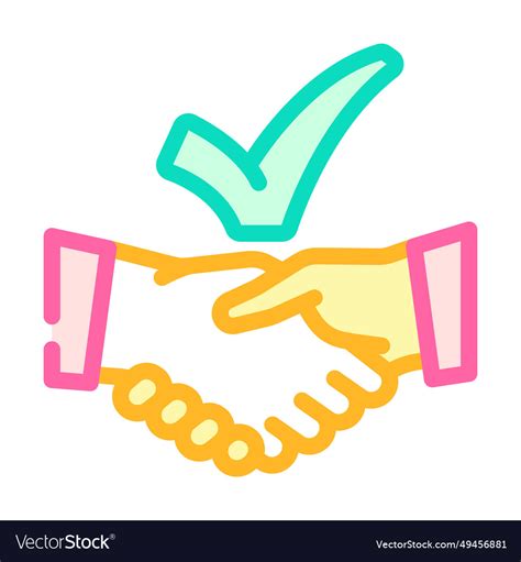 Handshake Check Mark Color Icon Royalty Free Vector Image