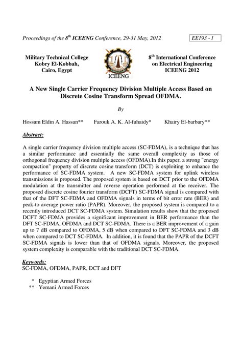 Pdf A New Single Carrier Frequency Division Multiple Access Based On