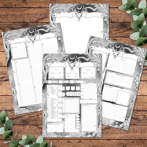 Printable Dandd Character Sheet Dnd 5e D D Characters White Prints