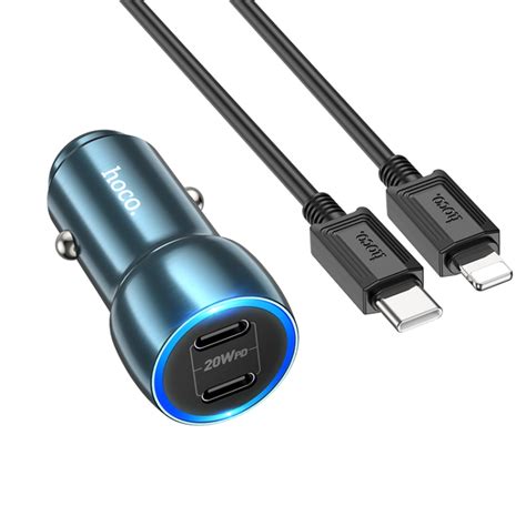 hoco Z48 Tough 40W Dual USB-C / Type-C Port Car Charger with Type-C to ...