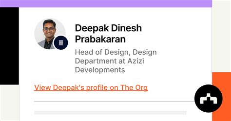 Deepak Dinesh Prabakaran Head Of Design Design Department At Azizi Developments The Org