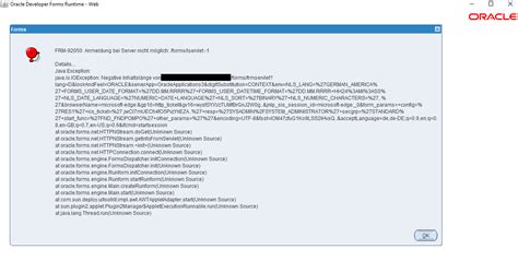 Frm 92050 Failed To Connect To The Server Formsservlet 1 Oracle Ebs 122 — Oracle Mosc