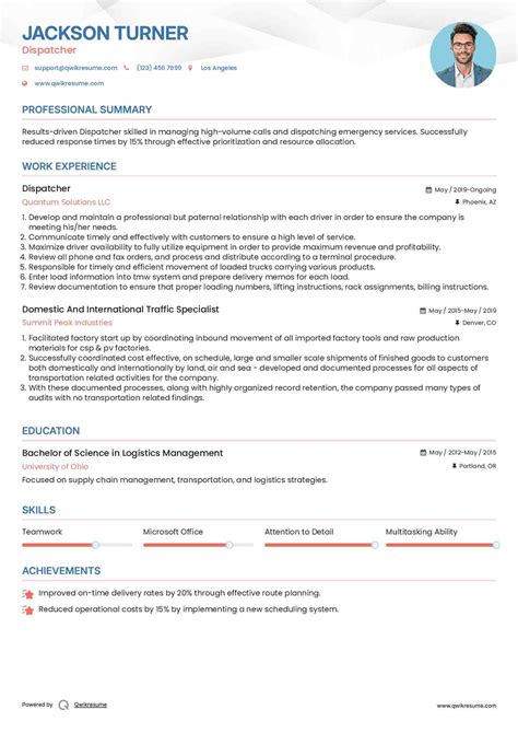 10 Dispatcher Resume Samples And Templates For 2026