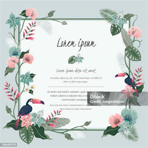 결혼식 기념일 생일 파티에 대 한 새와 여름에 열 대 꽃의 벡터 그림 0명에 대한 스톡 벡터 아트 및 기타 이미지 0명 꽃 나무 꽃 식물 Istock