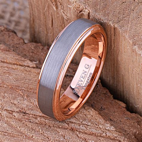 Rose Gold Tungsten Wedding Band 6mm Brushed Comfort Fit Ring Etsy