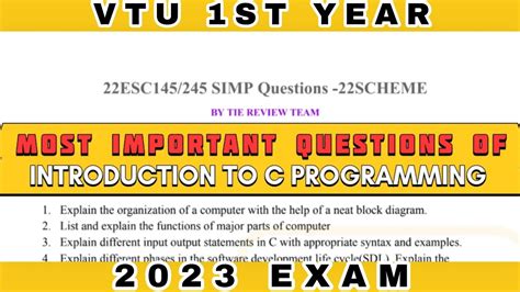 most important questions of introduction to c programming 1st sem and 1st