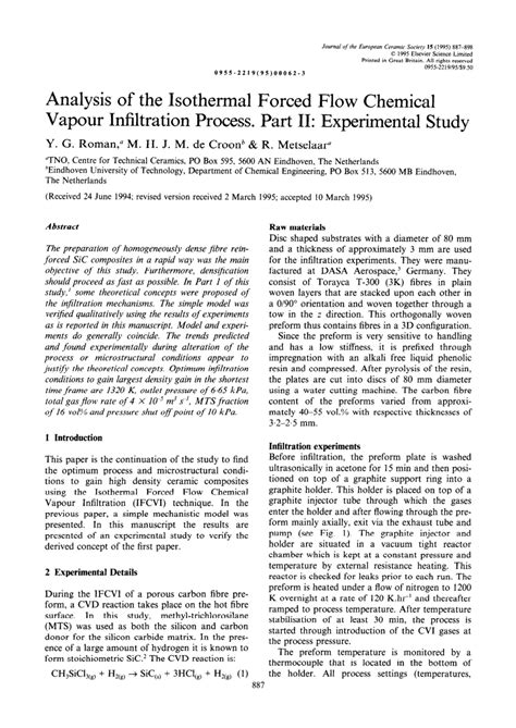 Pdf Analysis Of The Isothermal Forced Flow Chemical Vapour Infiltration Process Part I
