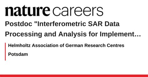 Postdoc Interferometric Sar Data Processing And Analysis For