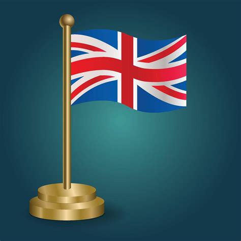 Englangs National Flag On Golden Pole On Gradation Isolated Dark Background Table Flag Vector