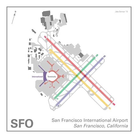San Francisco International Airport Sfo Map Posterart Print Etsy