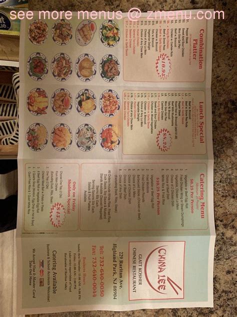 Menu At China Lee Kosher Restaurant Highland Park