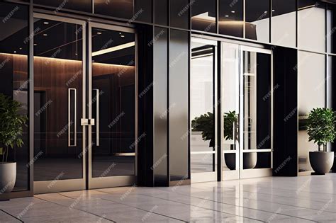 Vista De Elegantes Puertas De Entrada Modernas En Un Elegante Edificio